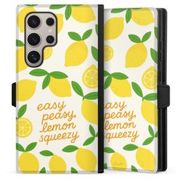 DeinDesign Galaxy S24 Ultra Handy Klapph&uuml;lle Handyh&uuml;lle aus Kunst Leder schwarz Flip Case Lemon Statement Spruch Sideflip mit Lasche