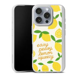 DeinDesign iPhone 16 Pro Handy Silikon H&uuml;lle Case wei&szlig; Handyh&uuml;lle Spruch Statement Lemon Silikon Case
