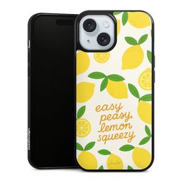 DeinDesign iPhone 15 Handy Slim Case extra d&uuml;nn Silikon Handyh&uuml;lle schwarz H&uuml;lle Spruch Statement Lemon Silikon Slim Case