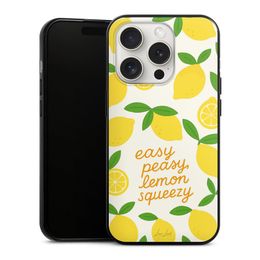 DeinDesign iPhone 15 Pro Handy Slim Case extra d&uuml;nn Silikon Handyh&uuml;lle schwarz H&uuml;lle Spruch Statement Lemon Silikon Slim Case