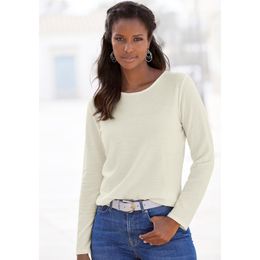 Lascana Langarmshirt »mit Streifenstruktur« aus weicher Baumwoll-Qualität creme 36/38 36/38 Modisches Basic