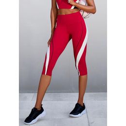 active by Lascana LASCANA ACTIVE Caprihose mit seitlichem Kontrasteinsatz rot XS (32/34) - N-Gr N-Gr XS (32/34) Performance Capri Leggings mit seitlichem...