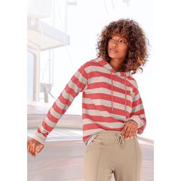 H.I.S. H.I.S Kapuzensweatshirt, im maritimen Stil, Loungewear, Loungeanzug, Hoodie rot-nougat-gestreift 32/34 32/34 Longesweatshirt mit Kapuze
