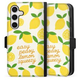 DeinDesign Galaxy S24 Handy Klapph&uuml;lle Handyh&uuml;lle aus Kunst Leder schwarz Flip Case Spruch Statement Lemon Sideflip mit Lasche
