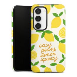 DeinDesign Galaxy S23 Handy Panzer Handyh&uuml;lle robuste Outdoor H&uuml;lle Schutzh&uuml;lle matt Spruch Statement Lemon Tough Case