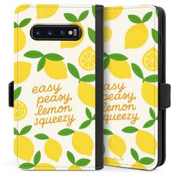 DeinDesign Galaxy S10 Handy Klapph&uuml;lle Handyh&uuml;lle aus Kunst Leder schwarz Flip Case Spruch Statement Lemon Sideflip mit Lasche