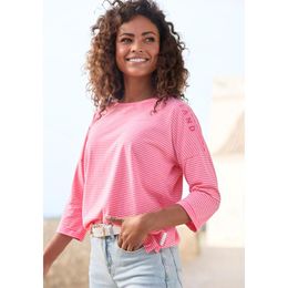 ELBSAND 3/4-Arm-Shirt »Veera« mit Logoprint und überschnittenen Schultern, lässiges Shirt pink-orange XL (42) XL (42) Überschnittene 3/4-Ärmel