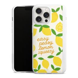 DeinDesign iPhone 15 Pro Max Handy Silikon H&uuml;lle Case wei&szlig; Handyh&uuml;lle Spruch Statement Lemon Silikon Case