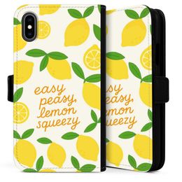 DeinDesign iPhone Xs Handy Klapph&uuml;lle Handyh&uuml;lle aus Kunst Leder schwarz Flip Case Spruch Statement Lemon Sideflip mit langer Lasche
