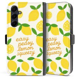 DeinDesign Galaxy A35 5G Handy Klapph&uuml;lle Handyh&uuml;lle aus Kunst Leder schwarz Flip Case Spruch Statement Lemon Sideflip mit Lasche