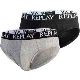 Replay Slip »SLIP Basic Cuff Logo 2pcs Bo« Packung, 2er schwarz-hellgrau XXL XXL Replay Slips im 2er-Pack "SLIP Basic Cuff Logo 2pcs Box"