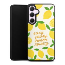 DeinDesign Galaxy A55 5G Handy Premium Silikon H&uuml;lle Handyh&uuml;lle schwarz Case Spruch Statement Lemon Silikon Premium Case