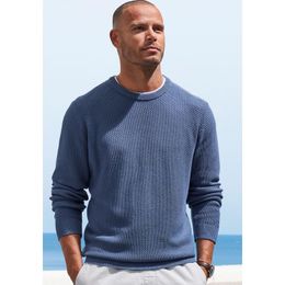 John Devin Herren Strickpullover Pullover in modischer Strickstruktur blau S (44/46)