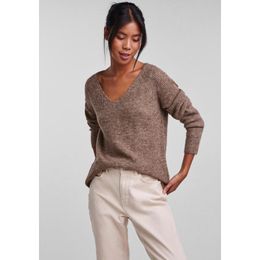 Pieces Damen Pieces V-Ausschnitt-Pullover &raquo;PCELLEN LS V-NECK KNIT NOOS BC&laquo; mit Wolle beige L