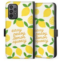 DeinDesign Galaxy A23 5G Handy Klapph&uuml;lle Handyh&uuml;lle aus Kunst Leder schwarz Flip Case Spruch Statement Lemon Sideflip mit Lasche