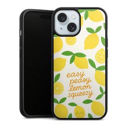DeinDesign iPhone 15 Handy Gallery Case Handyh&uuml;lle 9H Geh&auml;rtetes Glas R&uuml;ckseite H&uuml;lle Lemon Statement Spruch Gallery Case