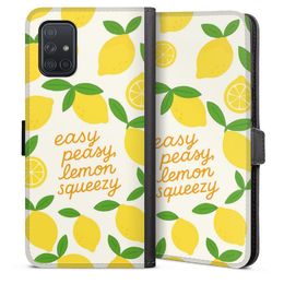 DeinDesign Galaxy A71 Handy Klapph&uuml;lle Handyh&uuml;lle aus Kunst Leder schwarz Flip Case Spruch Statement Lemon Sideflip mit Lasche