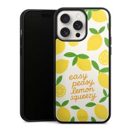 DeinDesign iPhone 15 Pro Max Handy Gallery Case Handyh&uuml;lle 9H Geh&auml;rtetes Glas R&uuml;ckseite H&uuml;lle Spruch Statement Lemon Gallery Case