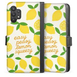 DeinDesign Galaxy A32 4G Handy Klapph&uuml;lle Handyh&uuml;lle aus Kunst Leder schwarz Flip Case Spruch Statement Lemon Sideflip mit Lasche