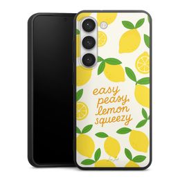 DeinDesign Galaxy S23 Handy Premium Silikon H&uuml;lle Handyh&uuml;lle schwarz Case Spruch Statement Lemon Silikon Premium Case