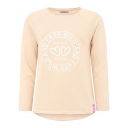 Zwillingsherz Damen Sweatshirt &raquo;""&laquo;, mit kreativer Brustgrafik beige L/XL (L/XL)