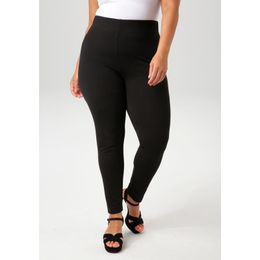 ANISTON PLUS Leggings aus elastischer Single Jersey-Qualität schwarz 44/46 - N-Gr N-Gr 44/46 Hose mit bequemen Gummizugbund