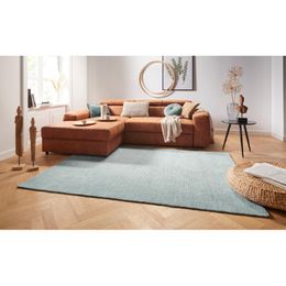 Hanse Home Teppich »Supersoft« rechteckig 10 mm Höhe Kurzflor, Läufer Modern, Einfarbig, Wohnzimmer, Schlafzimmer hellblau Obermaterial: 100%...