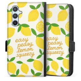 DeinDesign Galaxy A54 5G Handy Klapph&uuml;lle Handyh&uuml;lle aus Kunst Leder schwarz Flip Case Spruch Statement Lemon Sideflip mit Lasche