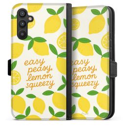 DeinDesign Galaxy A34 5G Handy Klapph&uuml;lle Handyh&uuml;lle aus Kunst Leder schwarz Flip Case Spruch Statement Lemon Sideflip mit Lasche