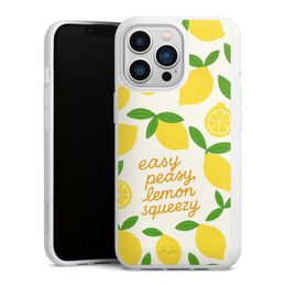 DeinDesign iPhone 13 Pro Handy Silikon H&uuml;lle Case wei&szlig; Handyh&uuml;lle Spruch Statement Lemon Silikon Case
