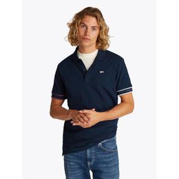 Tommy Jeans Plus Herren Poloshirt &raquo;TJM SLIM FLAG CUFF POLO EXT&laquo; Gro&szlig;e Gr&ouml;&szlig;en blau 3XL