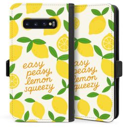 DeinDesign Galaxy S10 Plus Handy Klapph&uuml;lle Handyh&uuml;lle aus Kunst Leder schwarz Flip Case Spruch Statement Lemon Sideflip mit Lasche