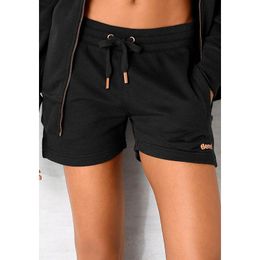 BENCH. LOUNGEWEAR Relaxshorts Sweathose mit kurzen Seitenschlitzen und seitliche Taschen, Loungewear schwarz 36/38 - N-Gr N-Gr 36/38 Loungeshorts