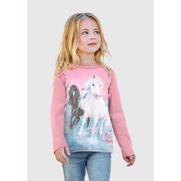 Miss Melody Langarmshirt mit schönem Pferdemotiv rosa 92/98 92/98 Langarmshirt in Basic-Passform für bequemen Alltagskomfort