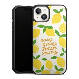 DeinDesign iPhone 14 Handy Gallery Case Handyh&uuml;lle 9H Geh&auml;rtetes Glas R&uuml;ckseite H&uuml;lle Lemon Statement Spruch Gallery Case