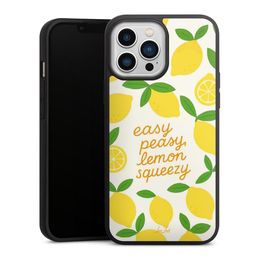 DeinDesign iPhone 13 Pro Max Handy Premium Silikon H&uuml;lle Handyh&uuml;lle schwarz Case Spruch Statement Lemon Silikon Premium Case