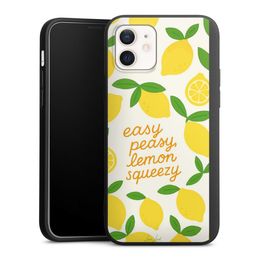 DeinDesign iPhone 12 Handy Premium Silikon H&uuml;lle Handyh&uuml;lle schwarz Case Spruch Statement Lemon Silikon Premium Case
