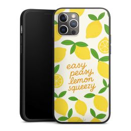 DeinDesign iPhone 12 Pro Handy Premium Silikon H&uuml;lle Handyh&uuml;lle schwarz Case Spruch Statement Lemon Silikon Premium Case