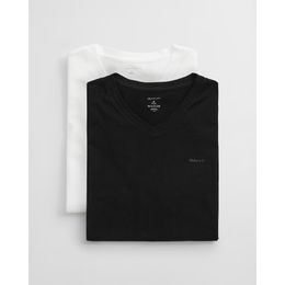 Gant Kurzarmshirt »V-NECK T-SHIRT 2-PACK« Mit V-Ausschnitt BLACK / WHITE M M Klassisches T-Shirt von Gant