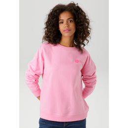 Aniston CASUAL Sweatshirt hinten mit Applikationen, Stickerei und Schriftzügen rosa-pink 42 42 Shirt mit Rundhals-Ausschnitt, überschnittenen...