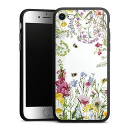 DeinDesign iPhone SE (2020) Handy Premium Silikon H&uuml;lle Handyh&uuml;lle schwarz Case Nature Flowers Meadow Silikon Premium Case