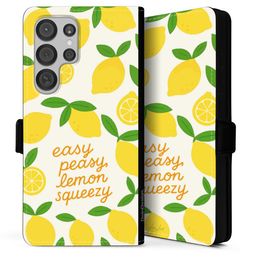 DeinDesign Galaxy S25 Ultra Handy Klapph&uuml;lle Handyh&uuml;lle aus Kunst Leder schwarz Flip Case Spruch Statement Lemon Sideflip mit Lasche