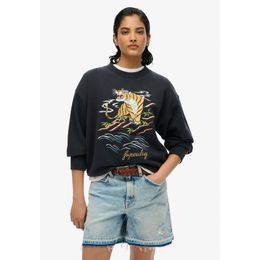 Superdry Sweatshirt »SUIKA EMBROIDERED LOOSE CREW« Black S S Sweater von Superdry