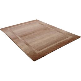 Theko Wollteppich &raquo;Elegance&laquo; rechteckig 14 mm H&ouml;he Handweb Teppich, reine Wolle, mit Bord&uuml;re, handgewebt braun Obermaterial: 100% Wolle B : 70 cm...