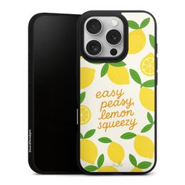 DeinDesign iPhone 16 Pro Handy Premium Silikon H&uuml;lle Handyh&uuml;lle schwarz Case Spruch Statement Lemon Silikon Premium Case