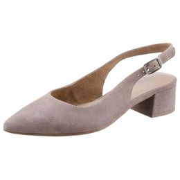 Tamaris Slingpumps, Blockabsatz, Abendschuh, Sommerschuh mit verstellbarem Riemchen taupe 42 42 Eleganter Slingpumps in spitzer Form