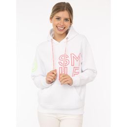 Zwillingsherz Damen Hoodie &raquo;"Alissa 2.0"&laquo;, mit SMILE Stickerei vorne und hinten wei&szlig; L