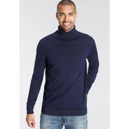 AJC Herren AJC Rollkragenpullover mit Rollkragen aus Rippstrick blau S (44/46)