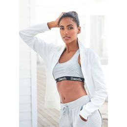 BENCH. LOUNGEWEAR Sweatjacke mit gl&auml;nzender Logostickerei am Stehkragen, Loungeanzug ecru 32/34 32/34 Sweatjacke mit Stehkragen