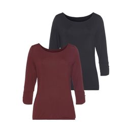 Vivance Damen 3/4-Arm-Shirt &raquo;mit Manschetten und goldfarbenen Kn&ouml;pfen&laquo; 2er-Pack, aus weichem Viskose-Stretch transparent 32/34